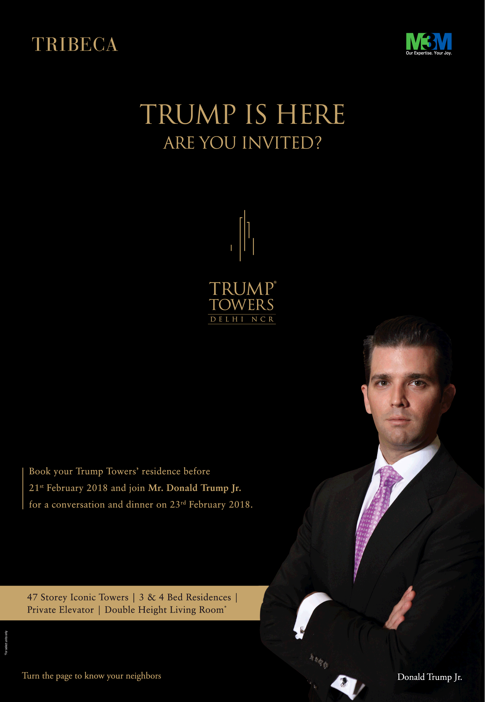 Tribeca Trump Is Here Are You Invited Trump Towers Delhi Ncr Ad ...