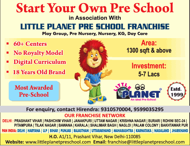 Start Your Own Pre School In Association With Little Planet Pre School ...